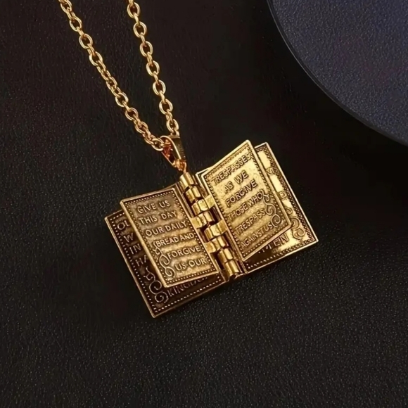 Jewelry | Nwt Holy Bible Gold The Lords Prayer Pendant Necklace | Poshmark
